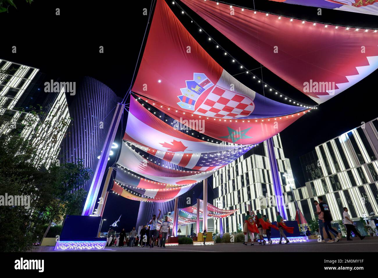 Lusail, Qatar, December 7, 2022. Flags of FIFA World Cup participants ...