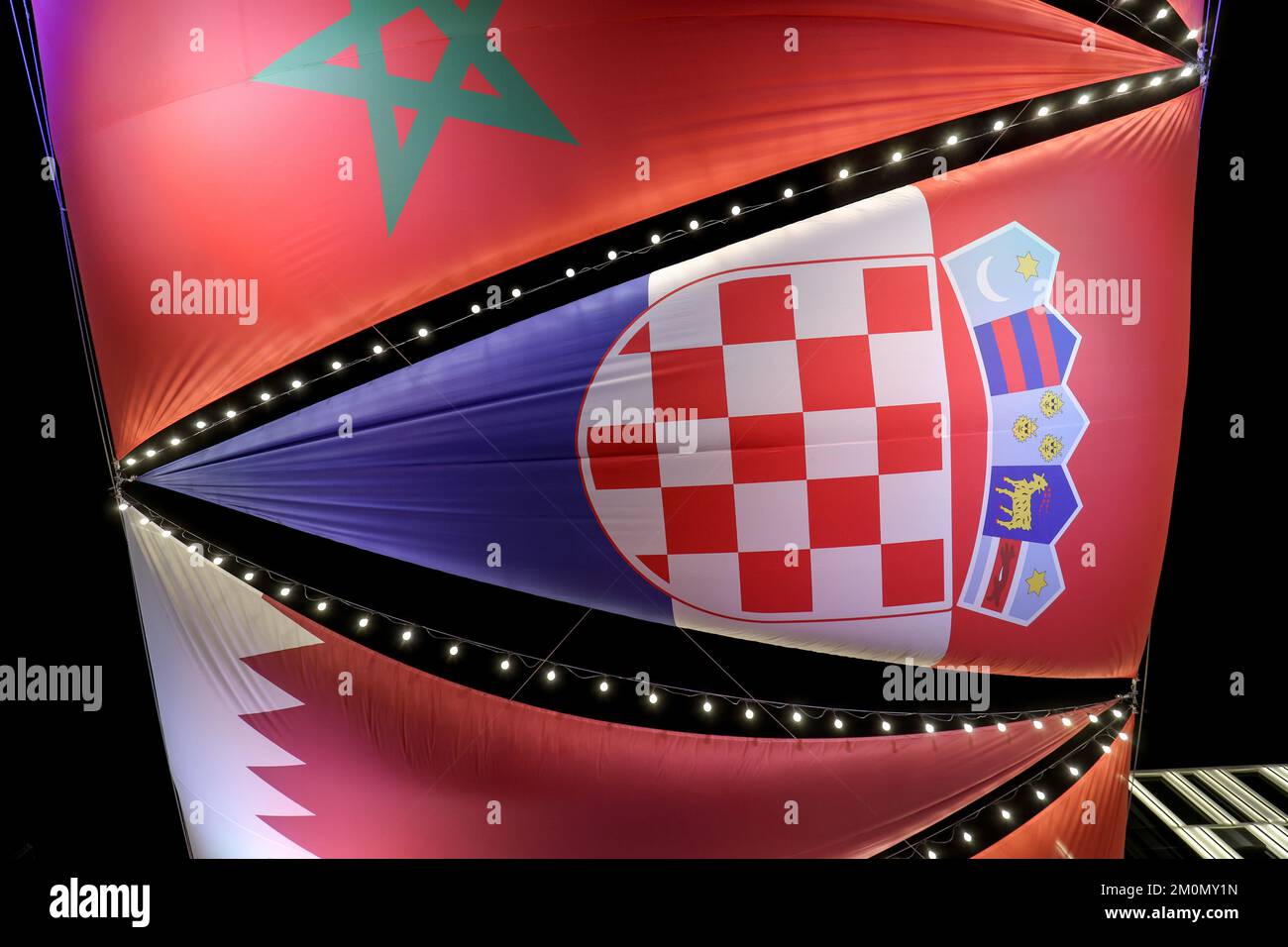 Lusail, Qatar, December 7, 2022. Flags of FIFA World Cup participants ...