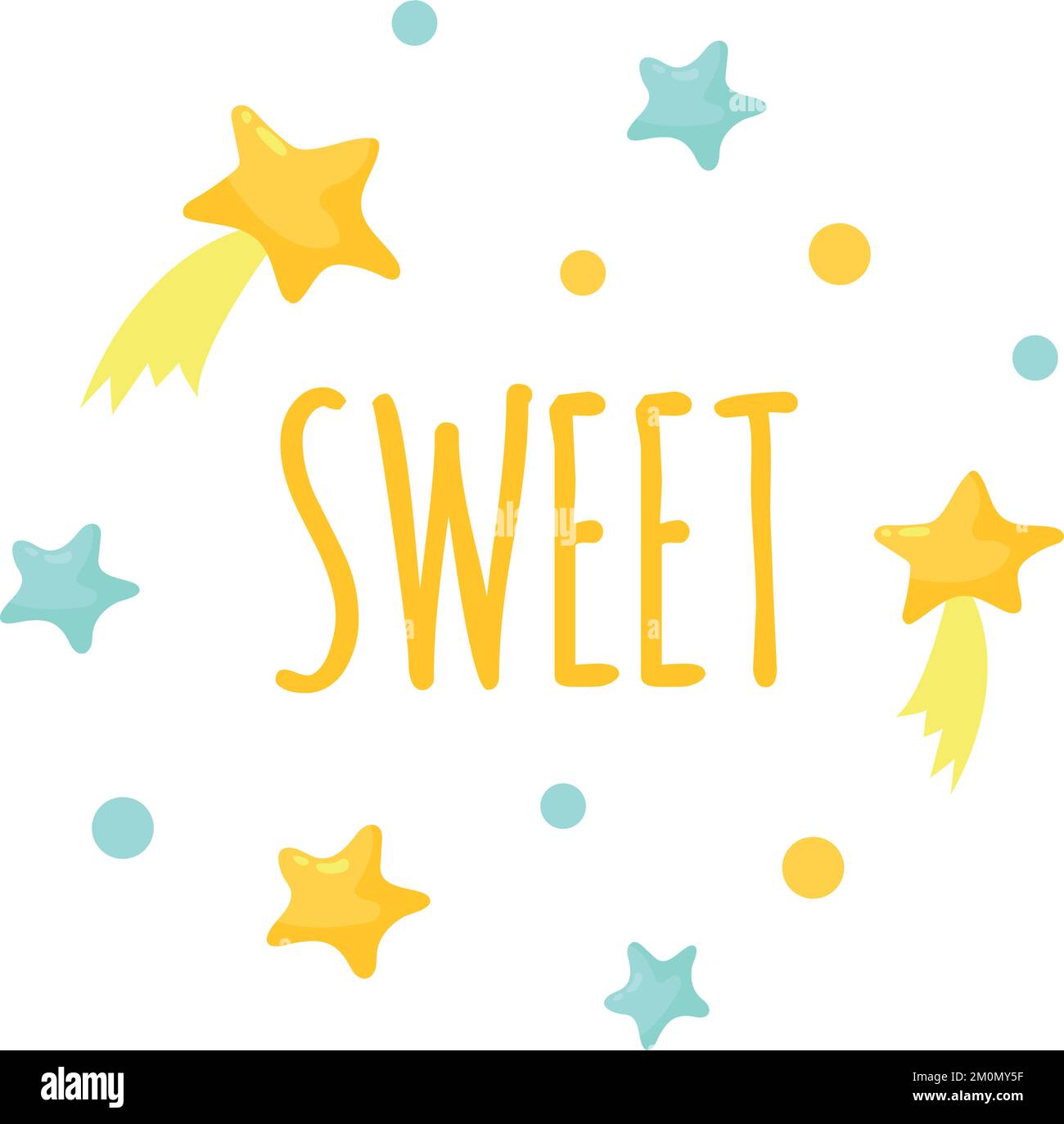 Sweet postcard with cute stars. Cartoon print design Stock Vector Image ...