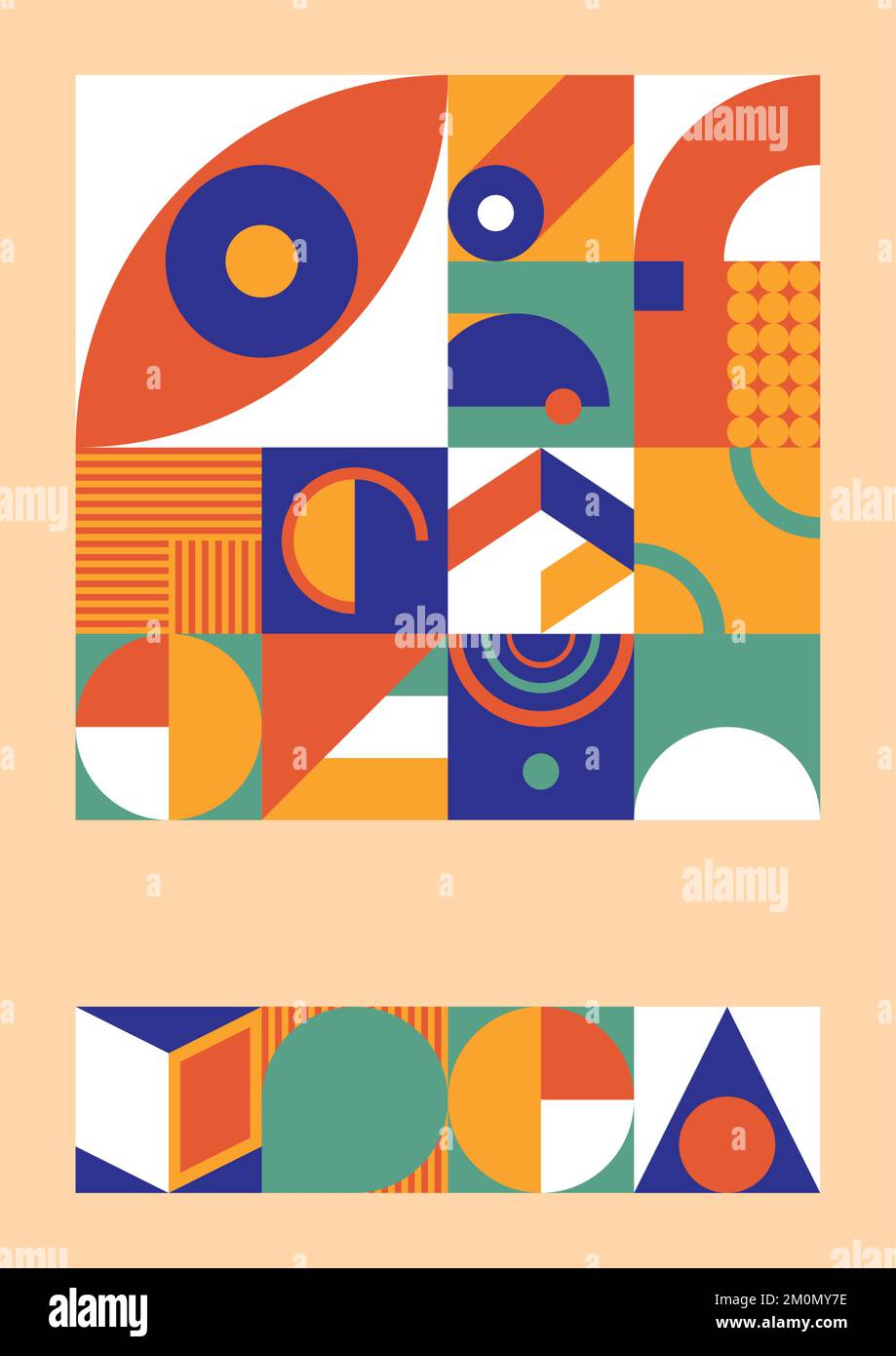 Modern art blocks design. Decorative geometric poster Stock Vector ...