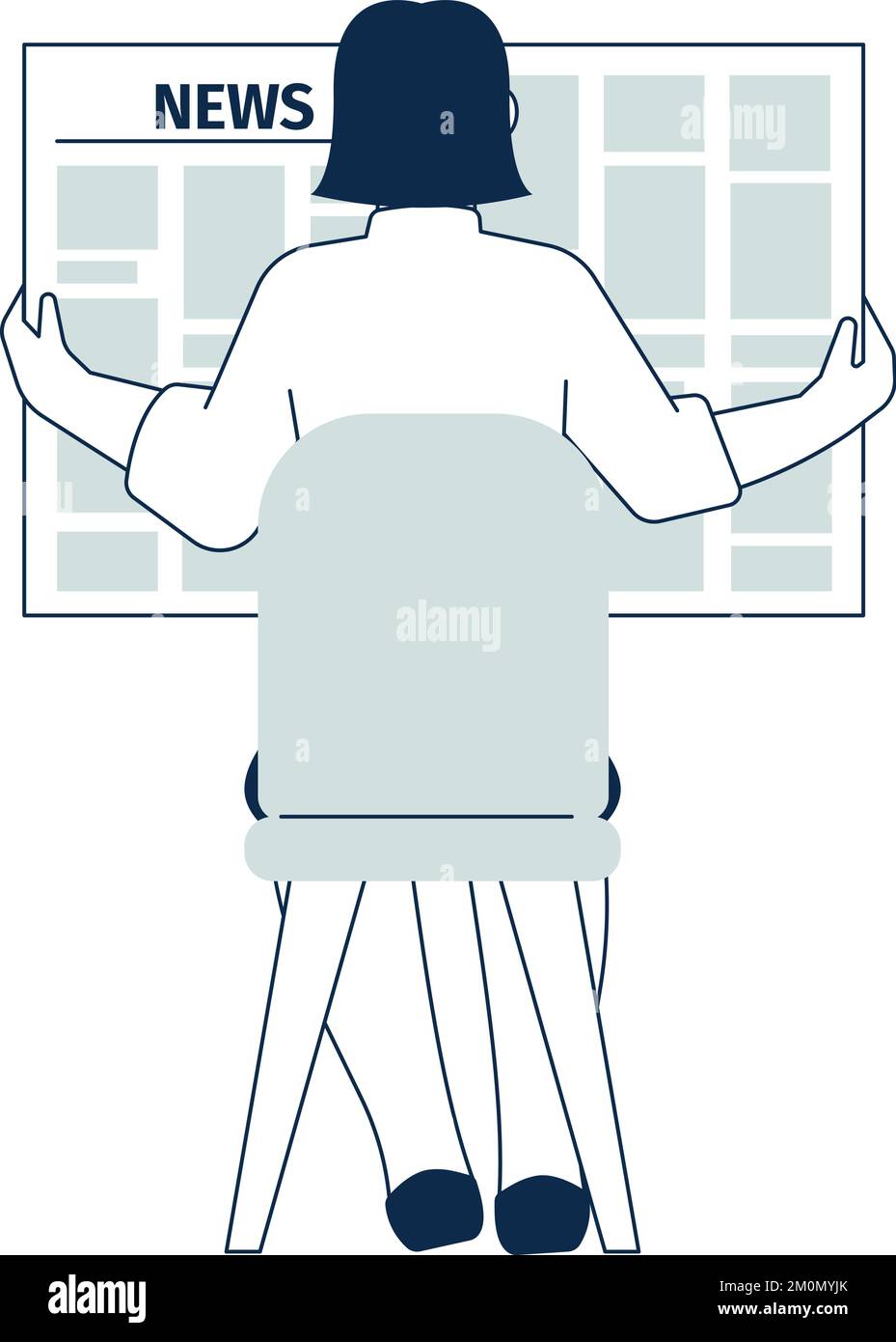 Woman and newspaper and back view Stock Vector Images - Alamy