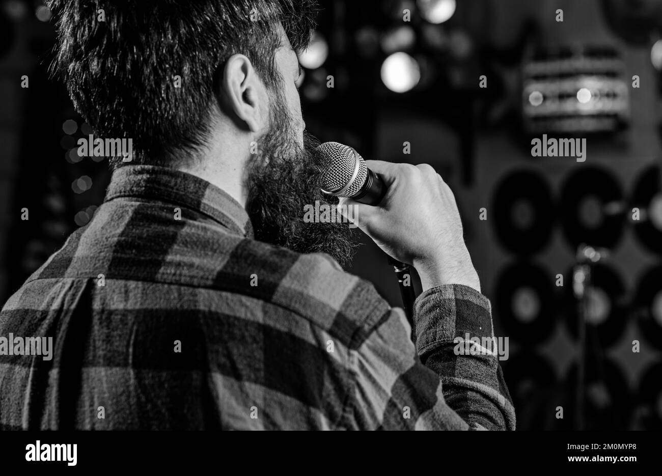 Man stage rear view Black and White Stock Photos & Images - Alamy