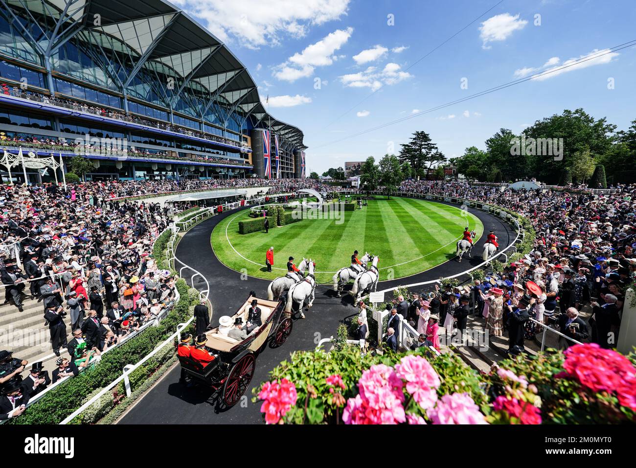 The royal procession arrives into the parade ring ahead of the days ...