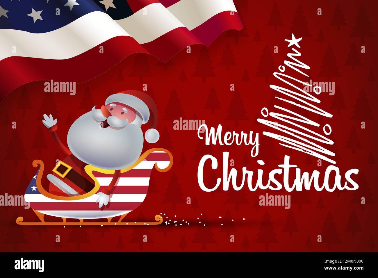 Christmasy poster with Santa and USA flag on Santa buggy Stock Photo ...