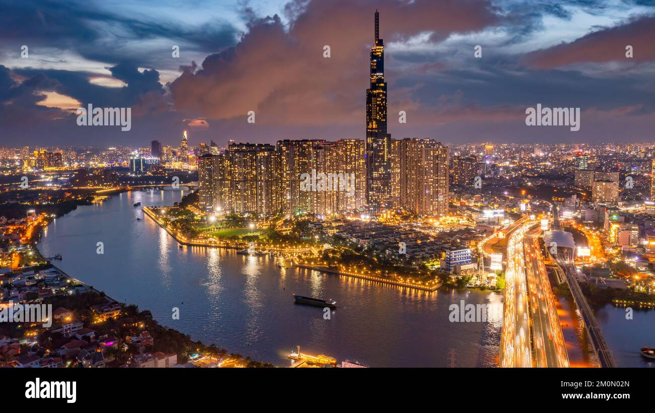 Top View of Building in a City - Aerial view Skyscrapers flying by ...