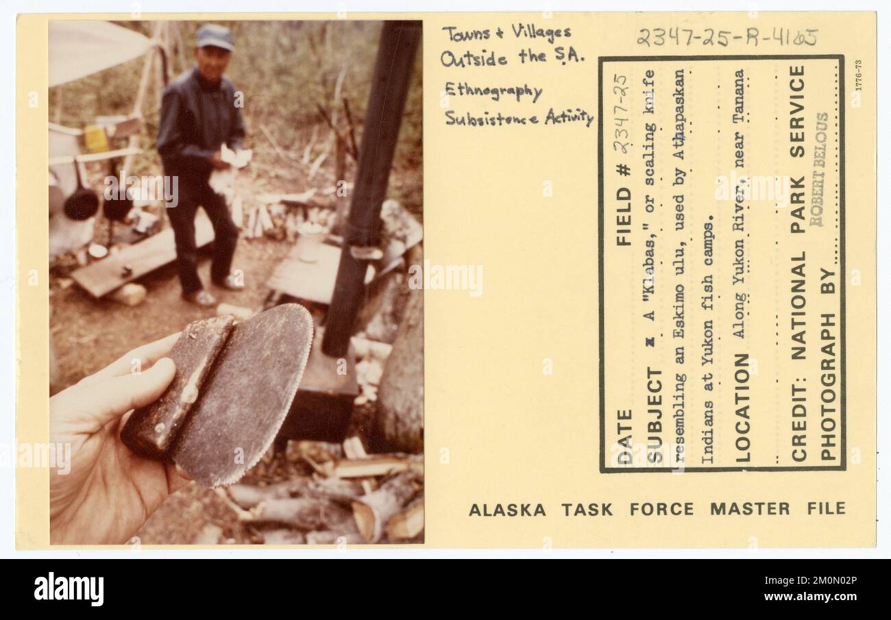 A "Klabas", or scaling knife resembling an Eskimo ulu, used by ...