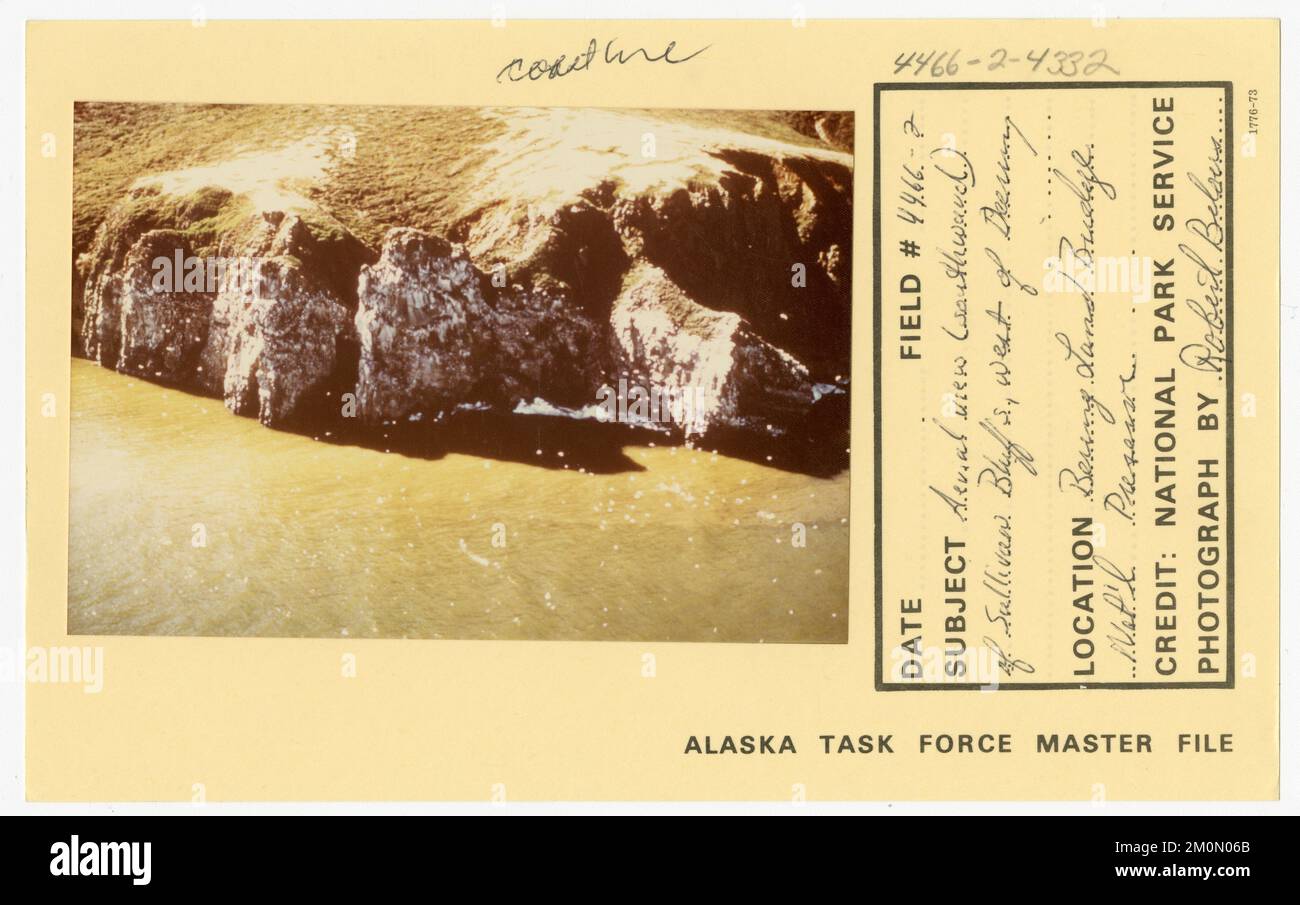 Aerial view (southward) of Sullivan Bluffs, west of Deering. Alaska ...
