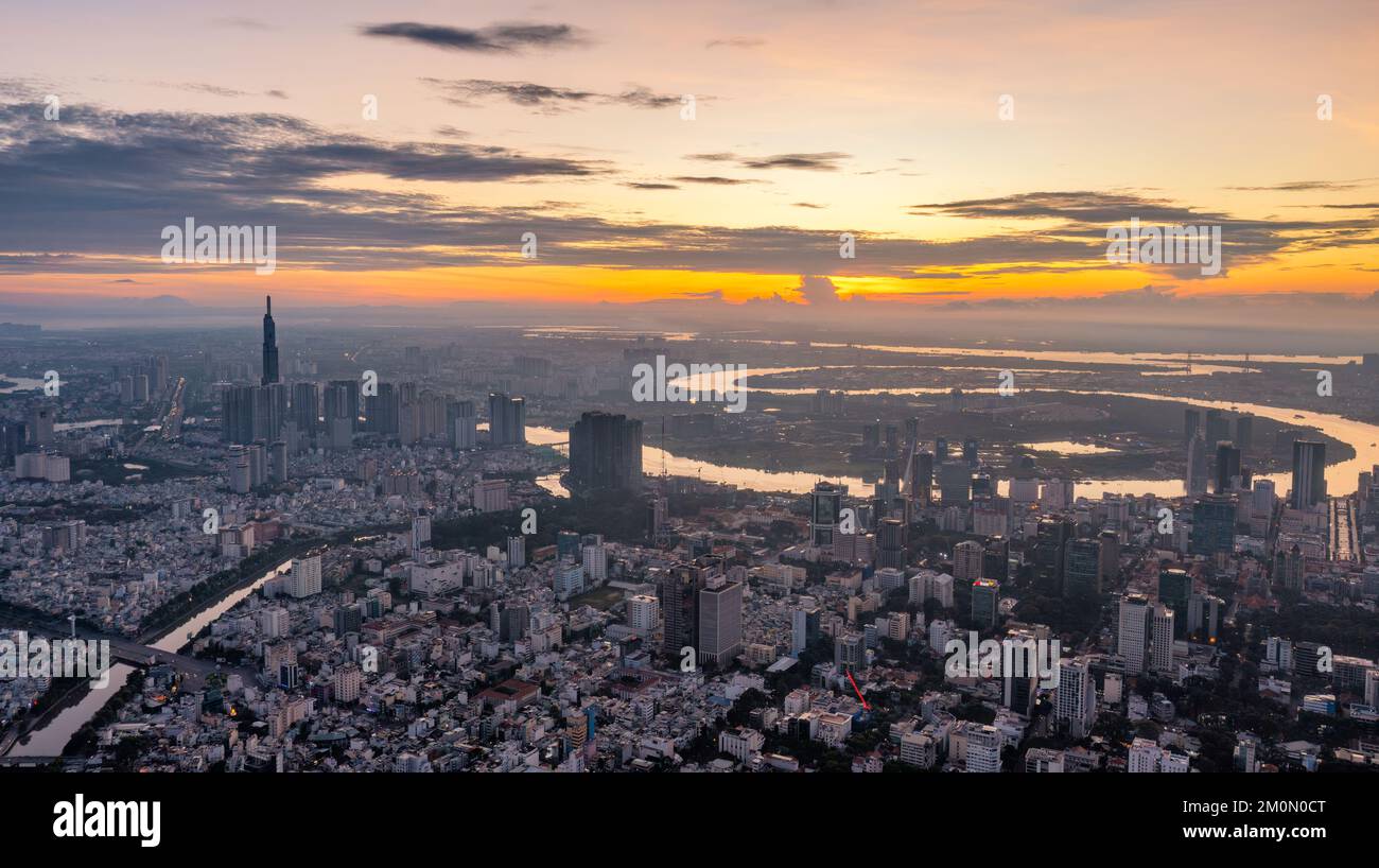 Top View of Building in a City - Aerial view Skyscrapers flying by ...