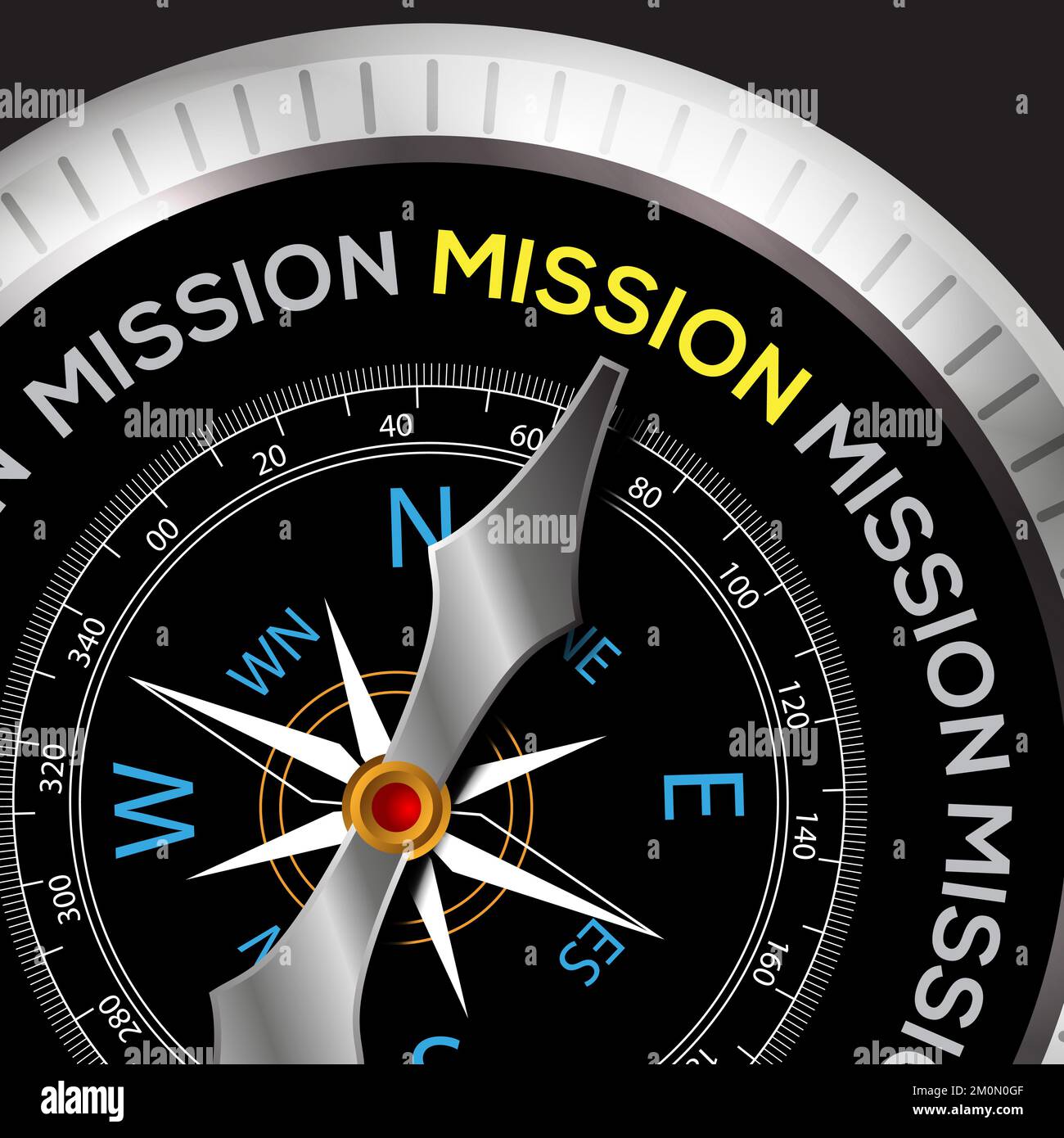 Mission icon with 3d Compass Design Needle pointing towards Target ...