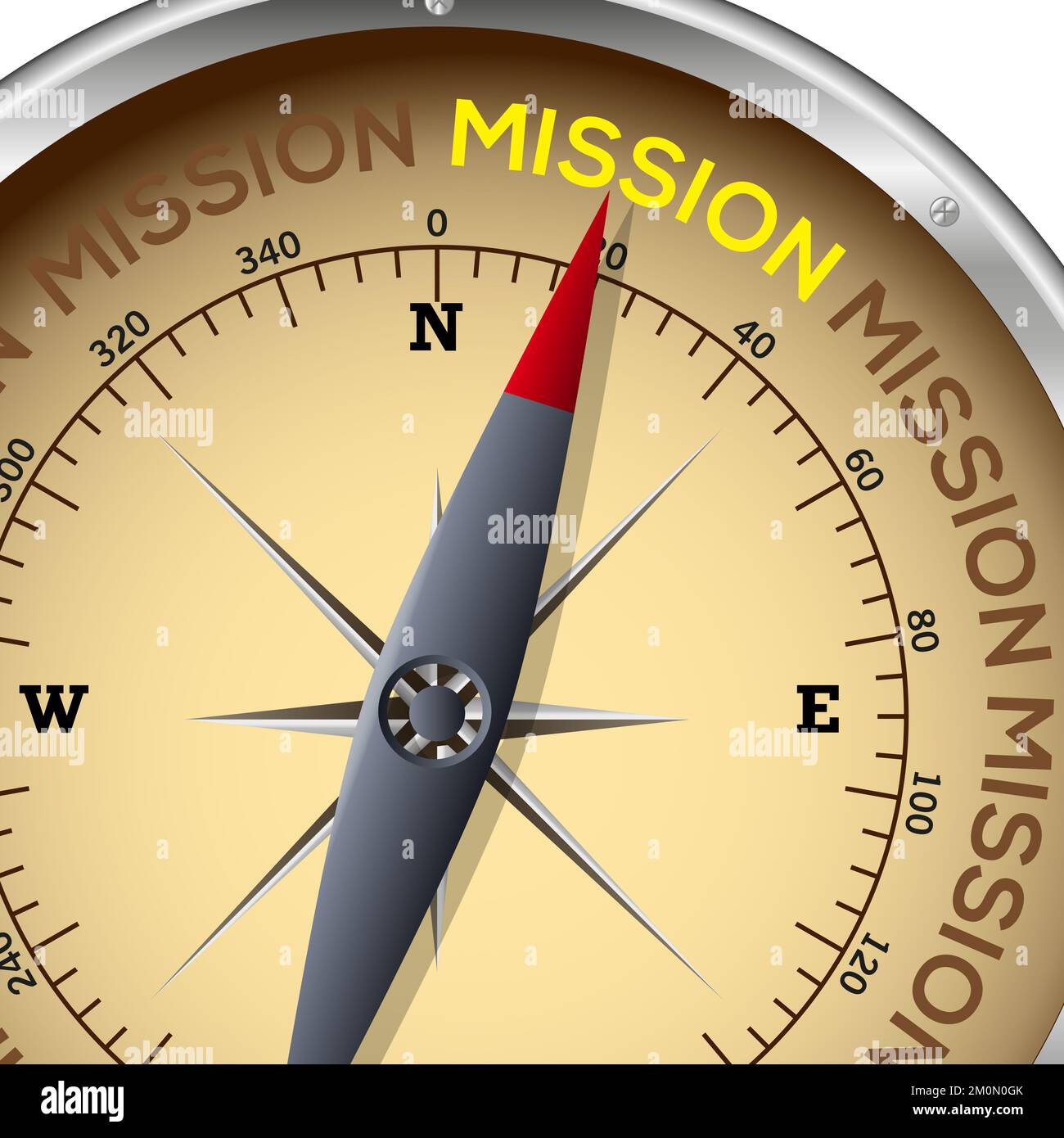 Mission icon with 3d Compass Design Needle pointing towards Target ...