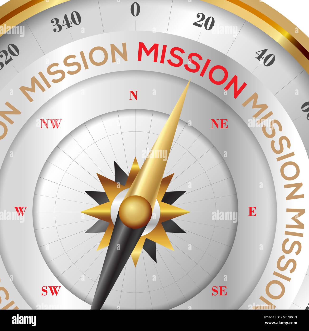 Mission icon with 3d Compass Design Needle pointing towards Target ...