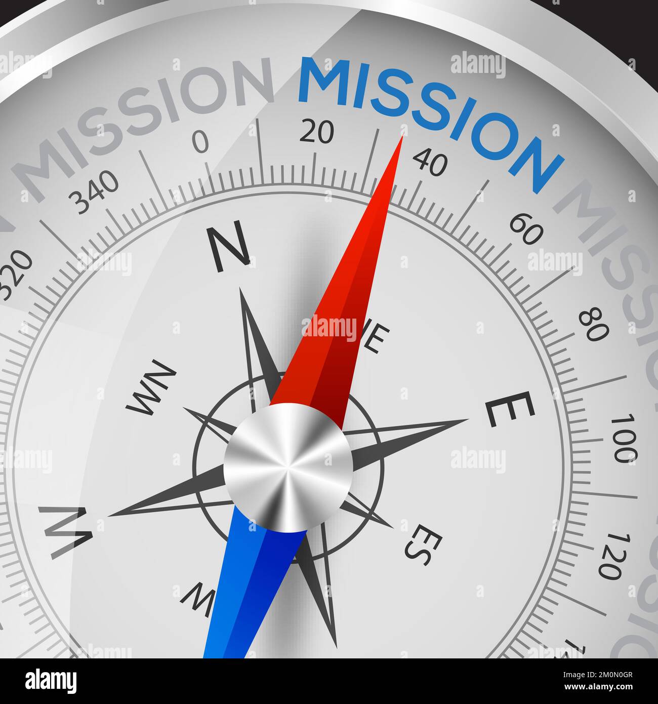 Mission icon with 3d Compass Design Needle pointing towards Target ...