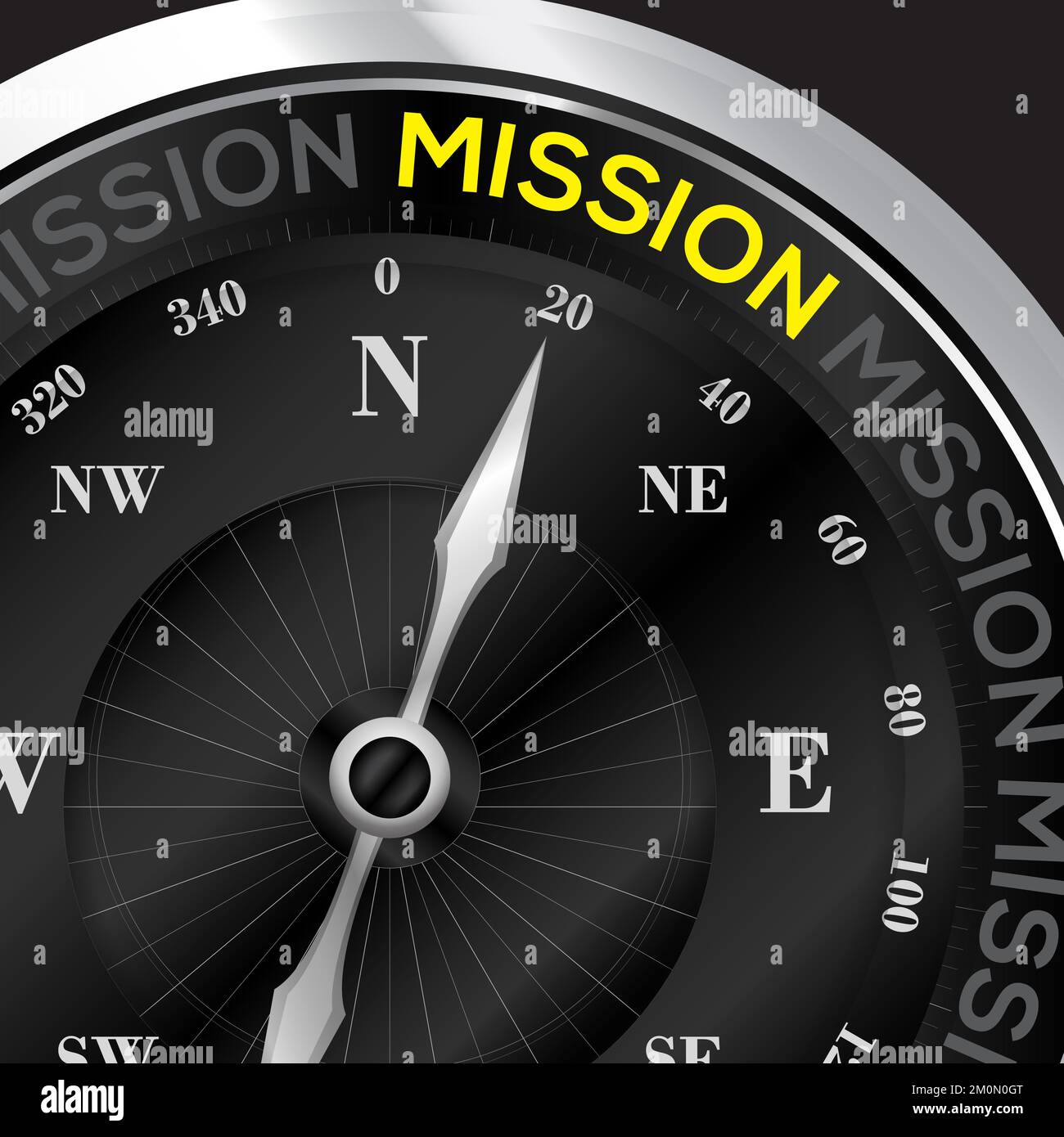 Mission icon with 3d Compass Design Needle pointing towards Target ...