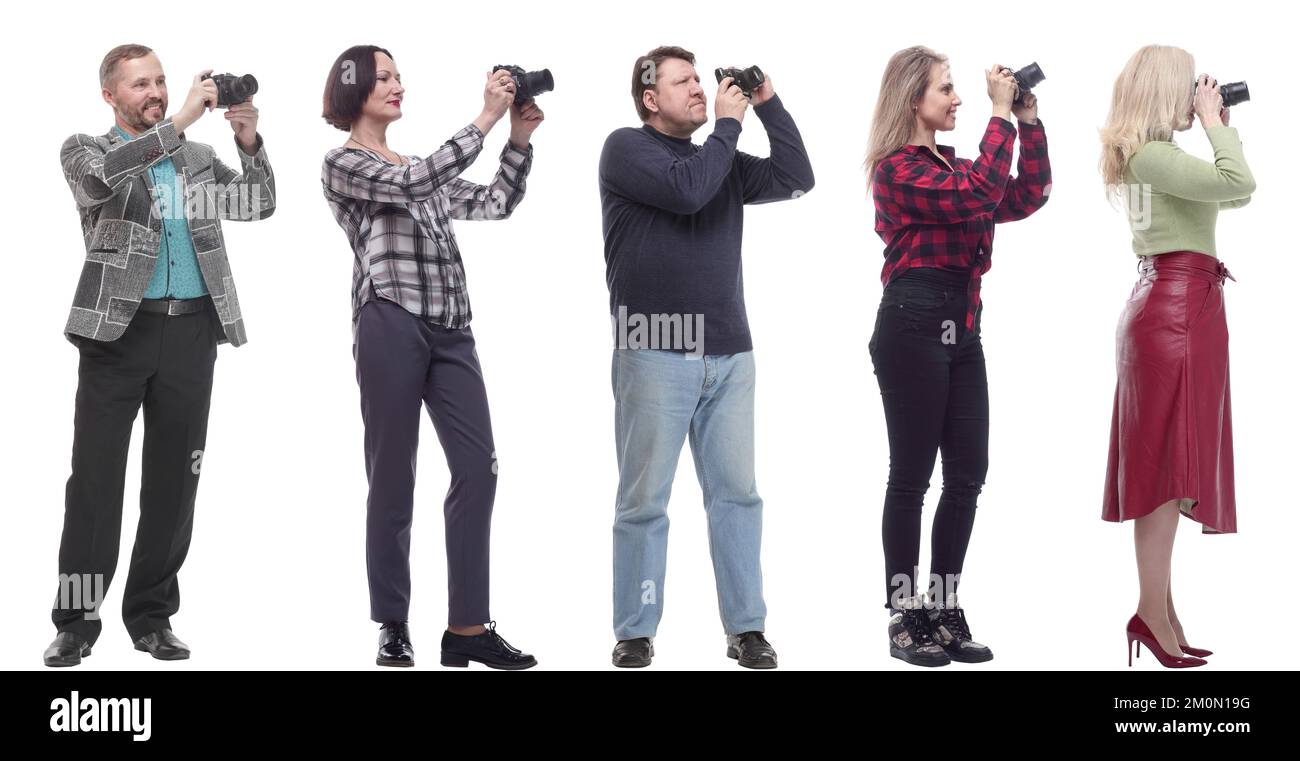 collage of group of photographers in profile isolated Stock Photo - Alamy