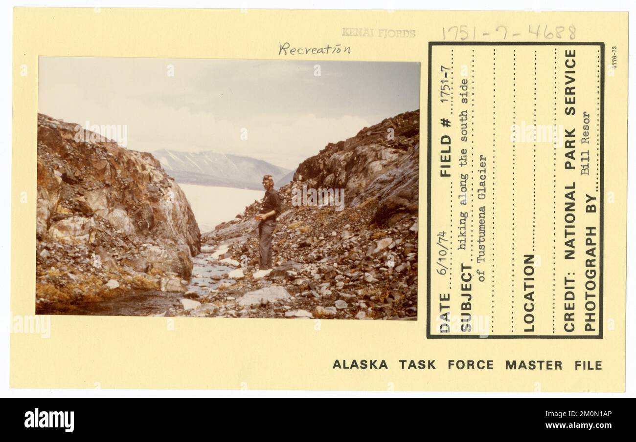 Hiking along the south side of Tustumena Glacier. Alaska Task Force ...