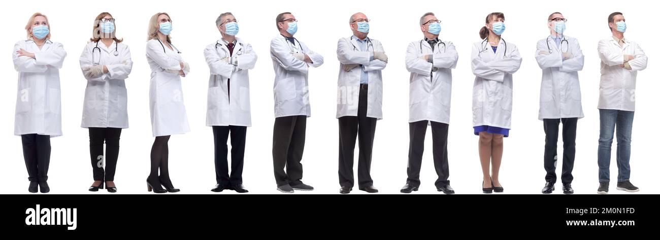 group of doctors in mask isolated on white Stock Photo - Alamy