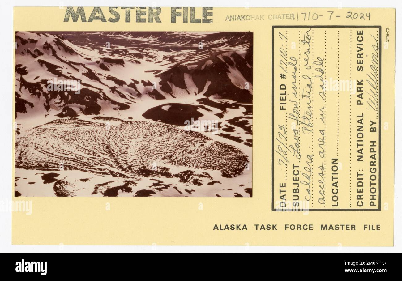 Lava flow inside caldera. Potential visitor access area in saddle ...