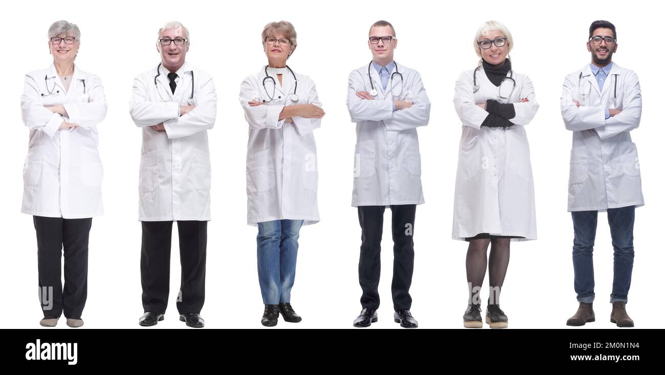 group of doctors in full length isolated on white Stock Photo - Alamy