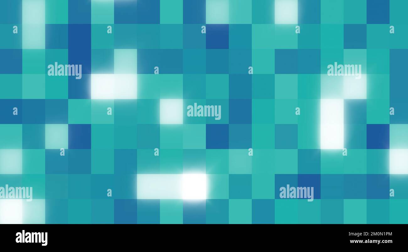 shining blue green small square blocks on abstract background with 3D ...