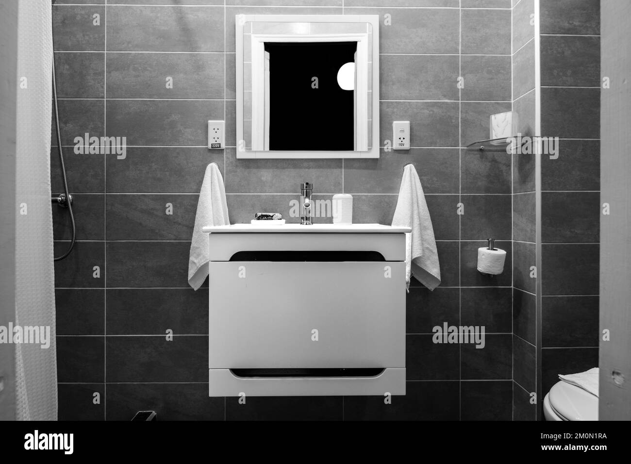 Sanitary accessories Black and White Stock Photos & Images - Alamy