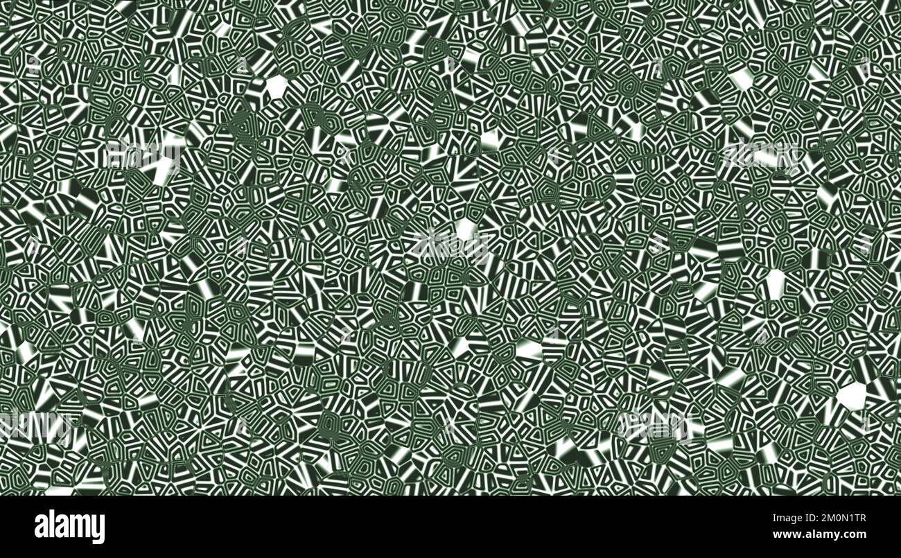 polygonal decorated cells on green tissue on abstract background with ...