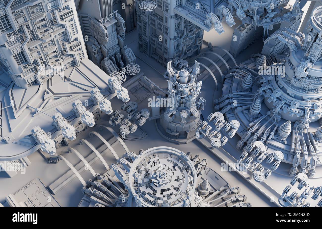 Fantastic high-tech city. 3d render Stock Photo - Alamy