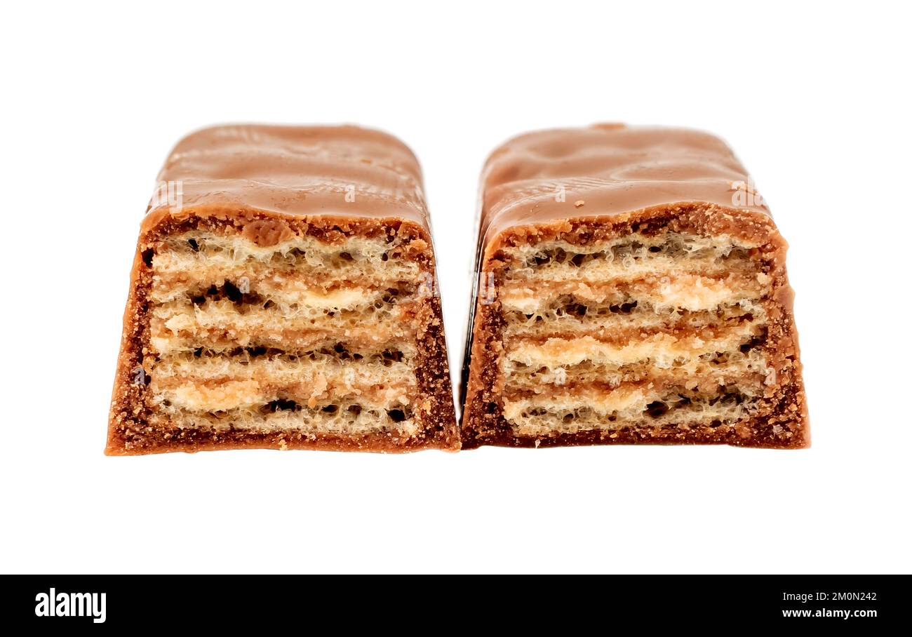 Chocolate wafer bar isolated on white background. Bar. waffles Stock ...