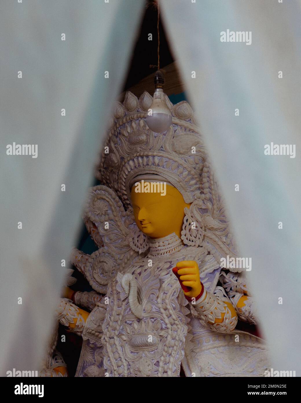 A vertical closeup of the Durga Hindu goddess statue Stock Photo - Alamy