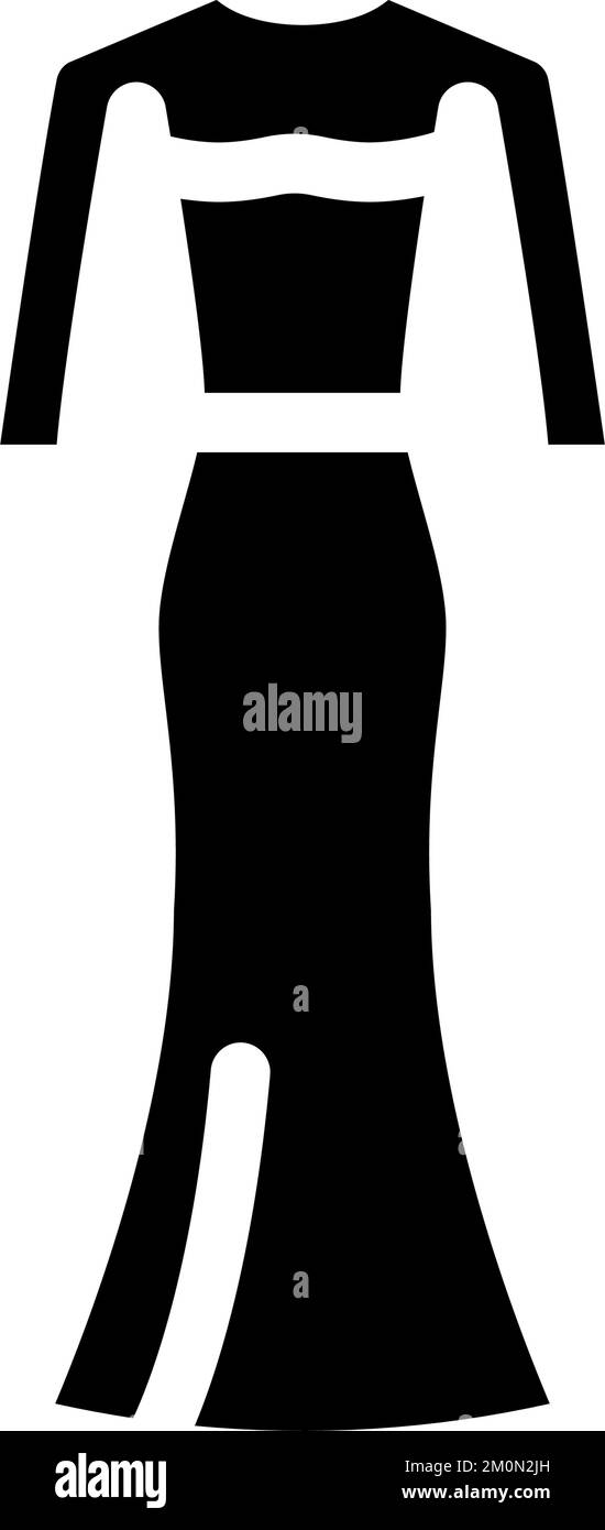 long sleeve bride dress glyph icon vector illustration Stock Vector ...