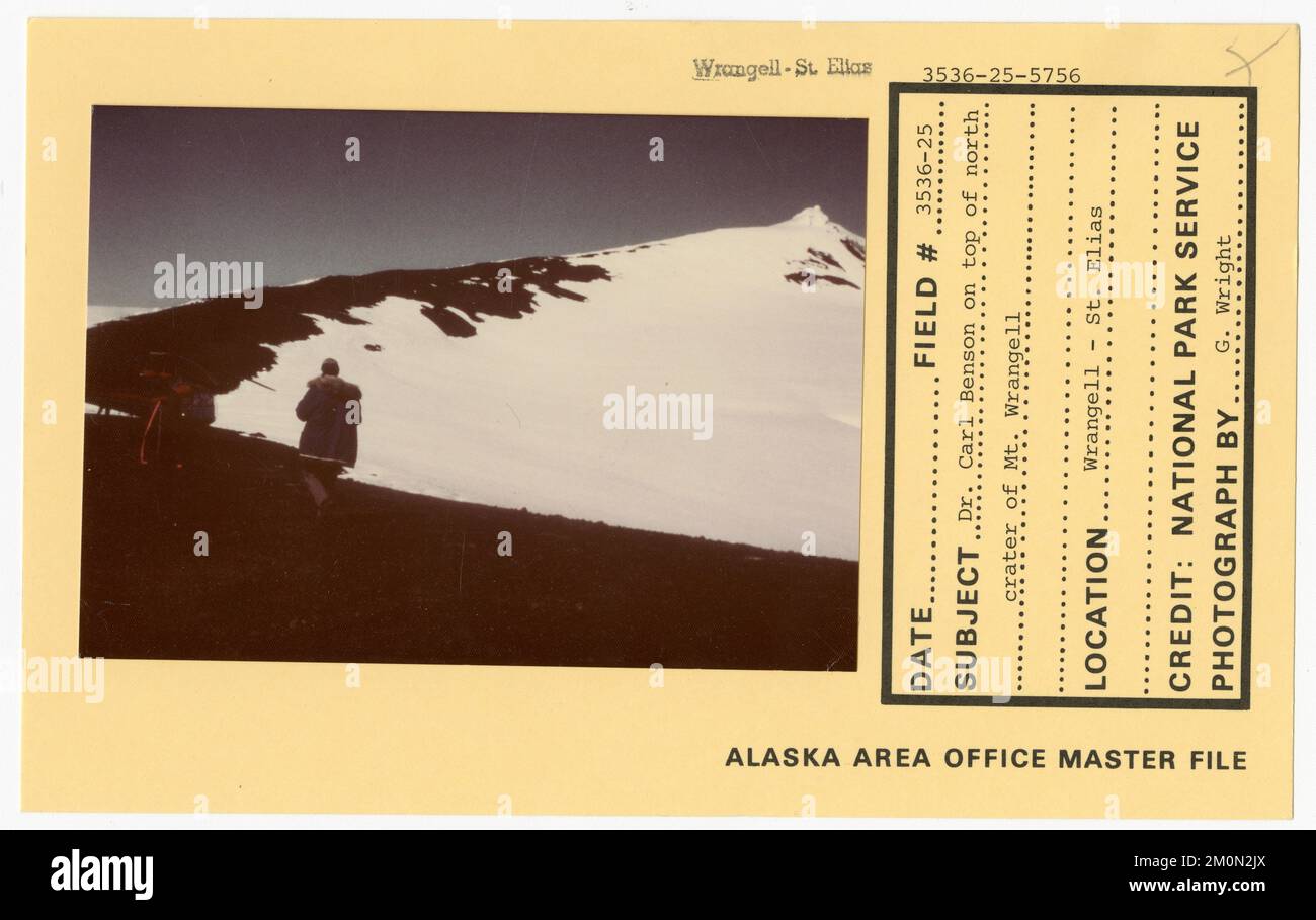 Dr. Carl Benson on top of north crater of Mount Wrangell. Alaska Task ...