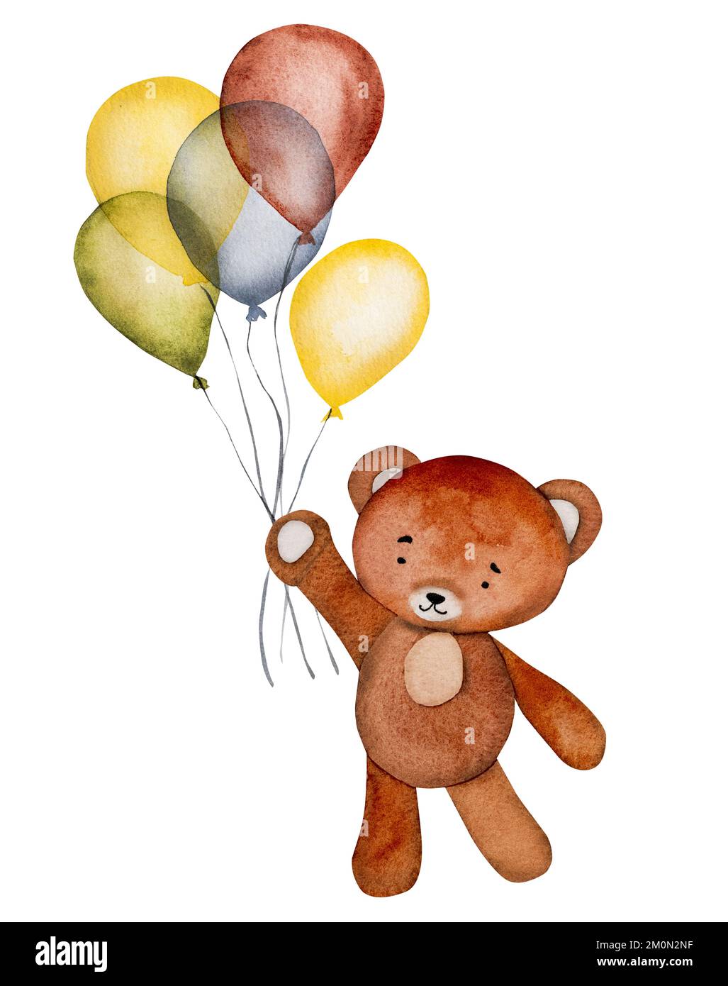 Cute watercolor teddy bear paintings for postcard Stock Photo - Alamy