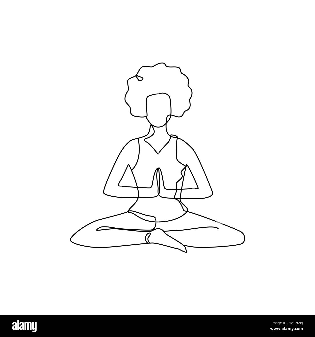 Single line drawing of a girl sitting in a yoga pose Stock Vector Image ...