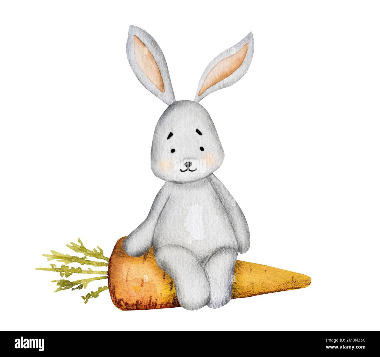 Cute watercolor bunny rabbit paintings for postcard Stock Photo - Alamy