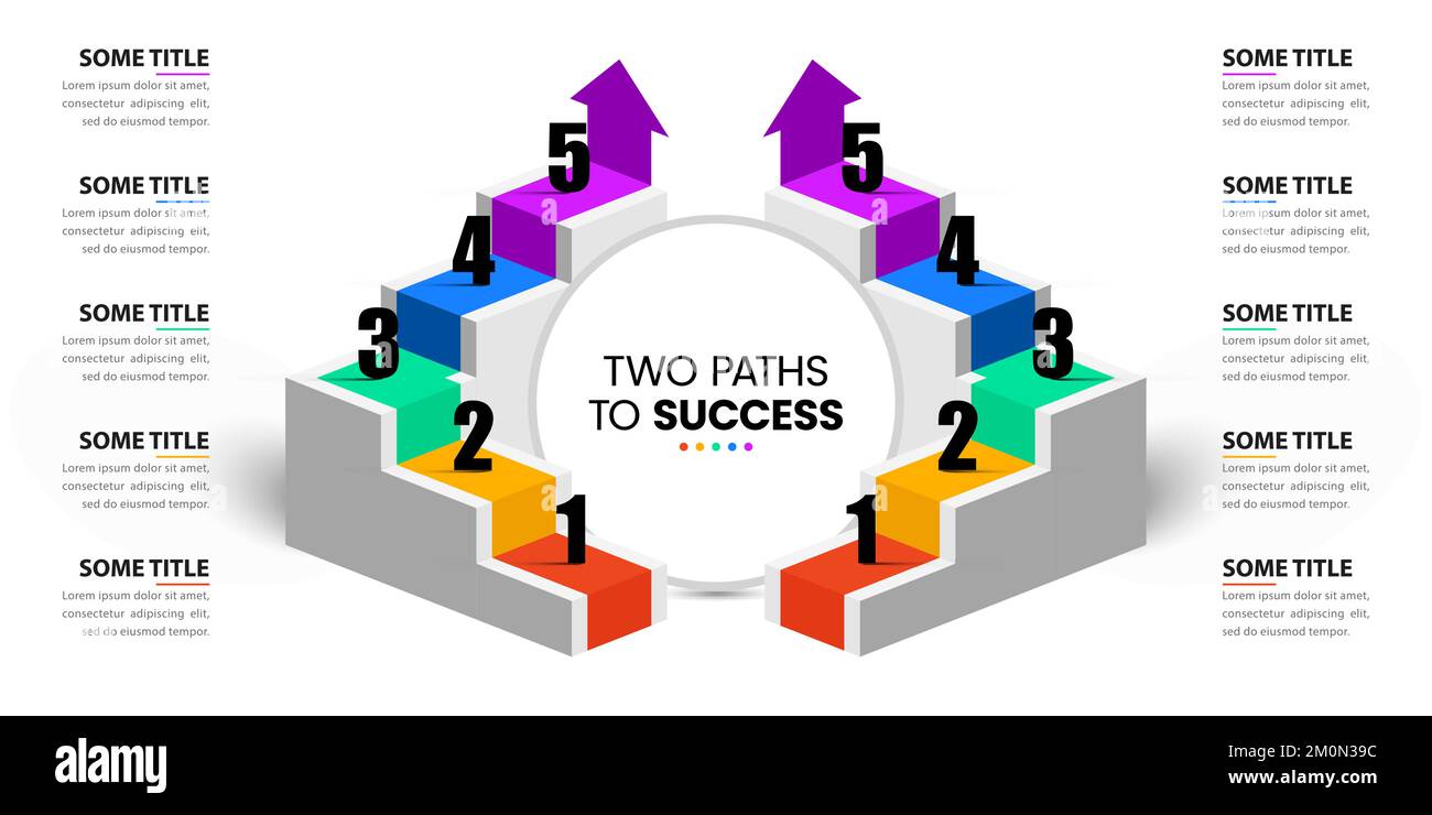 Infographic template with 10 options or steps. Two staircase. Can be ...