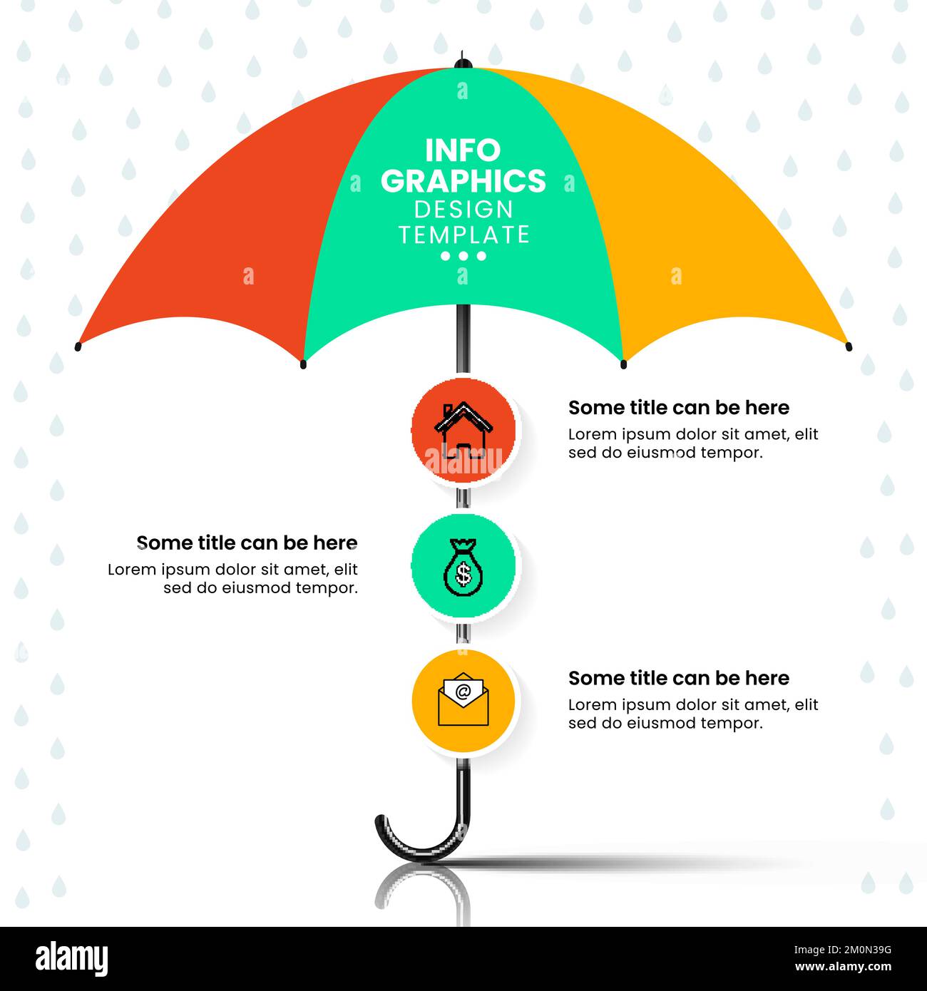 Infographic template with icons and 3 options or steps. Umbrella. Can ...