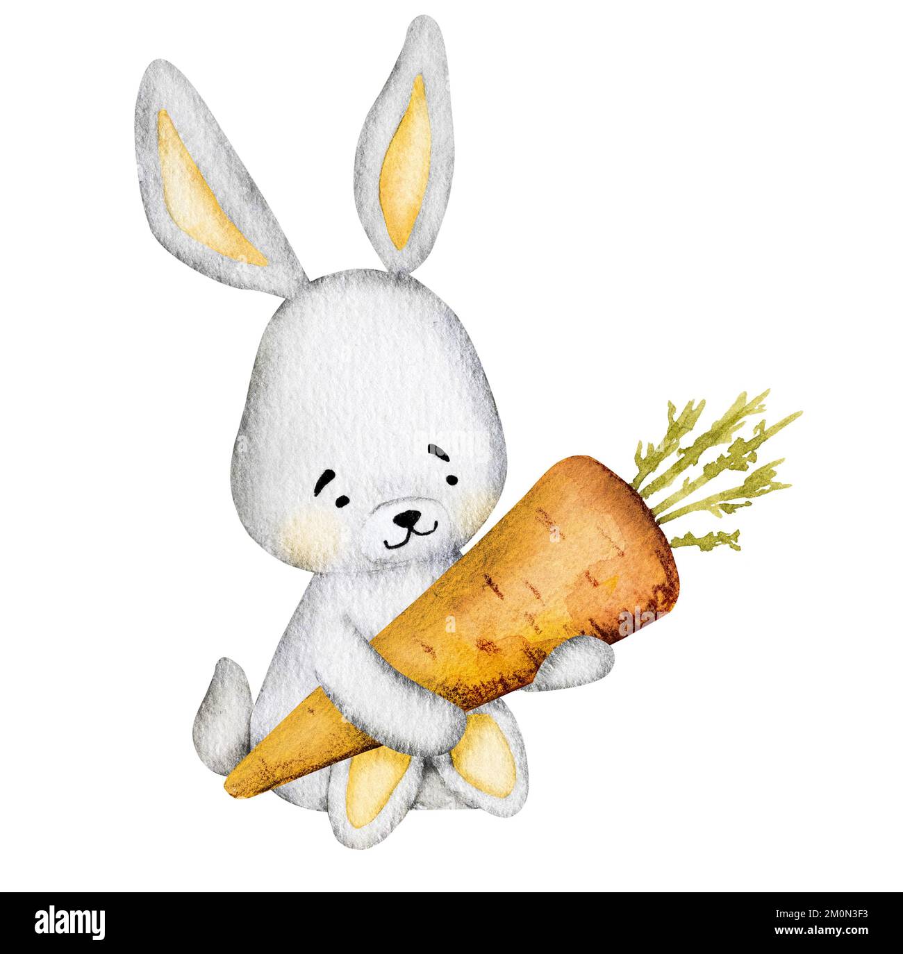 Cute watercolor bunny rabbit paintings for postcard Stock Photo - Alamy