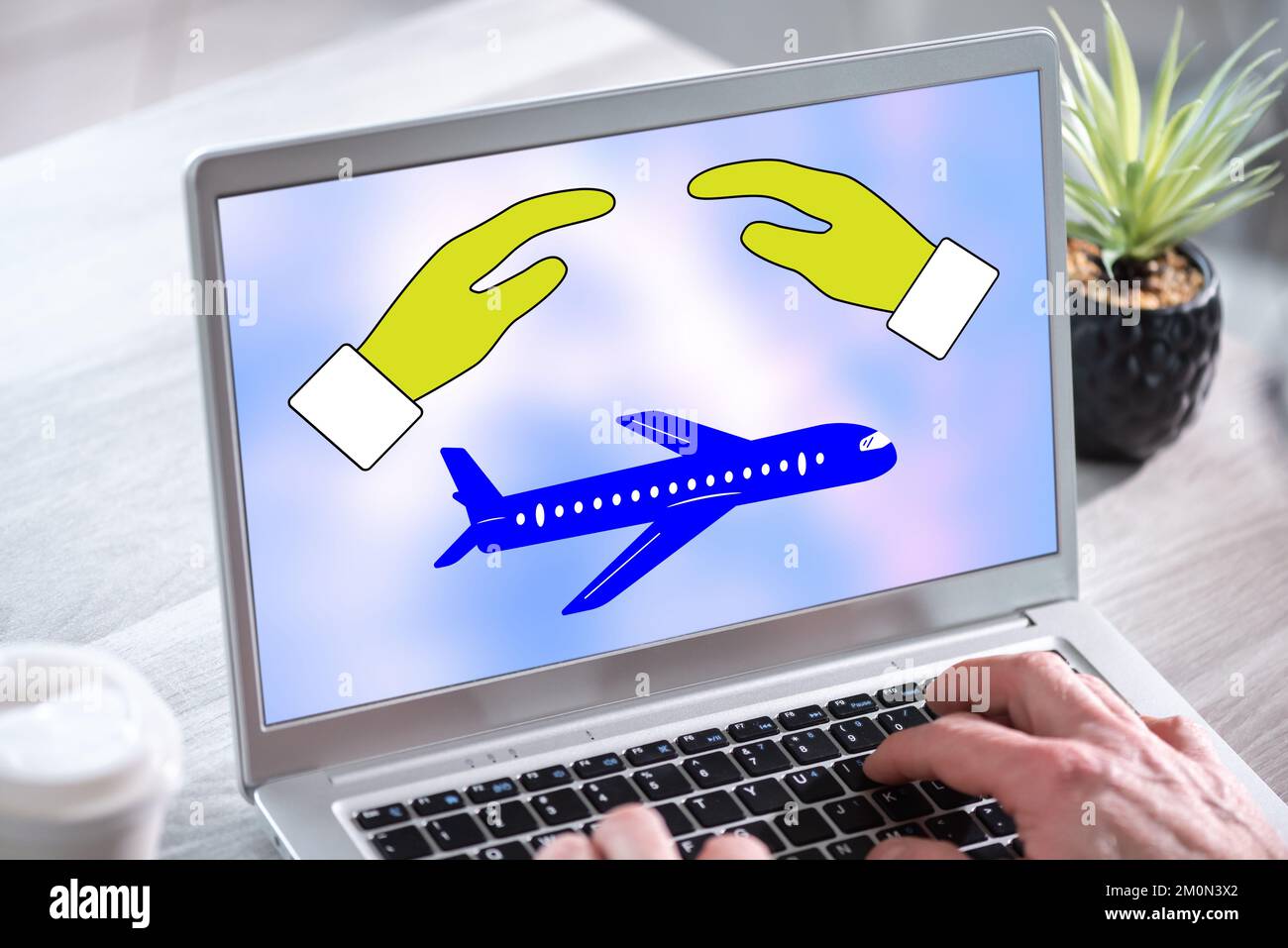 Laptop screen displaying a travel insurance concept Stock Photo - Alamy