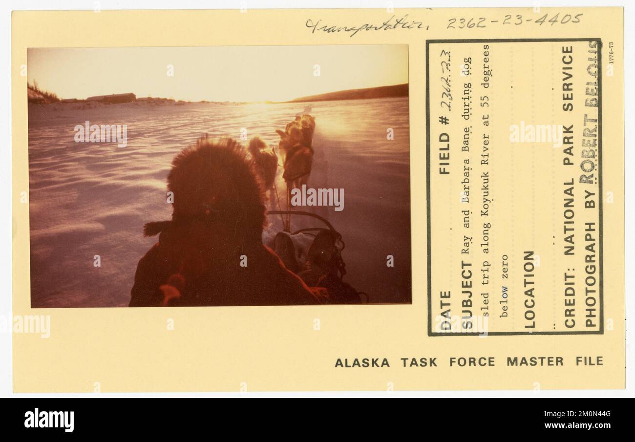 Ray and Barbara Bane during dog sled trip along Koyukuk River at 55 ...