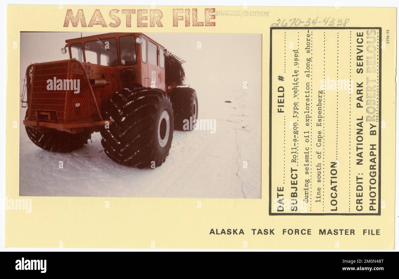Roll-a-gon type vehicle used during seismic oil exploration along ...