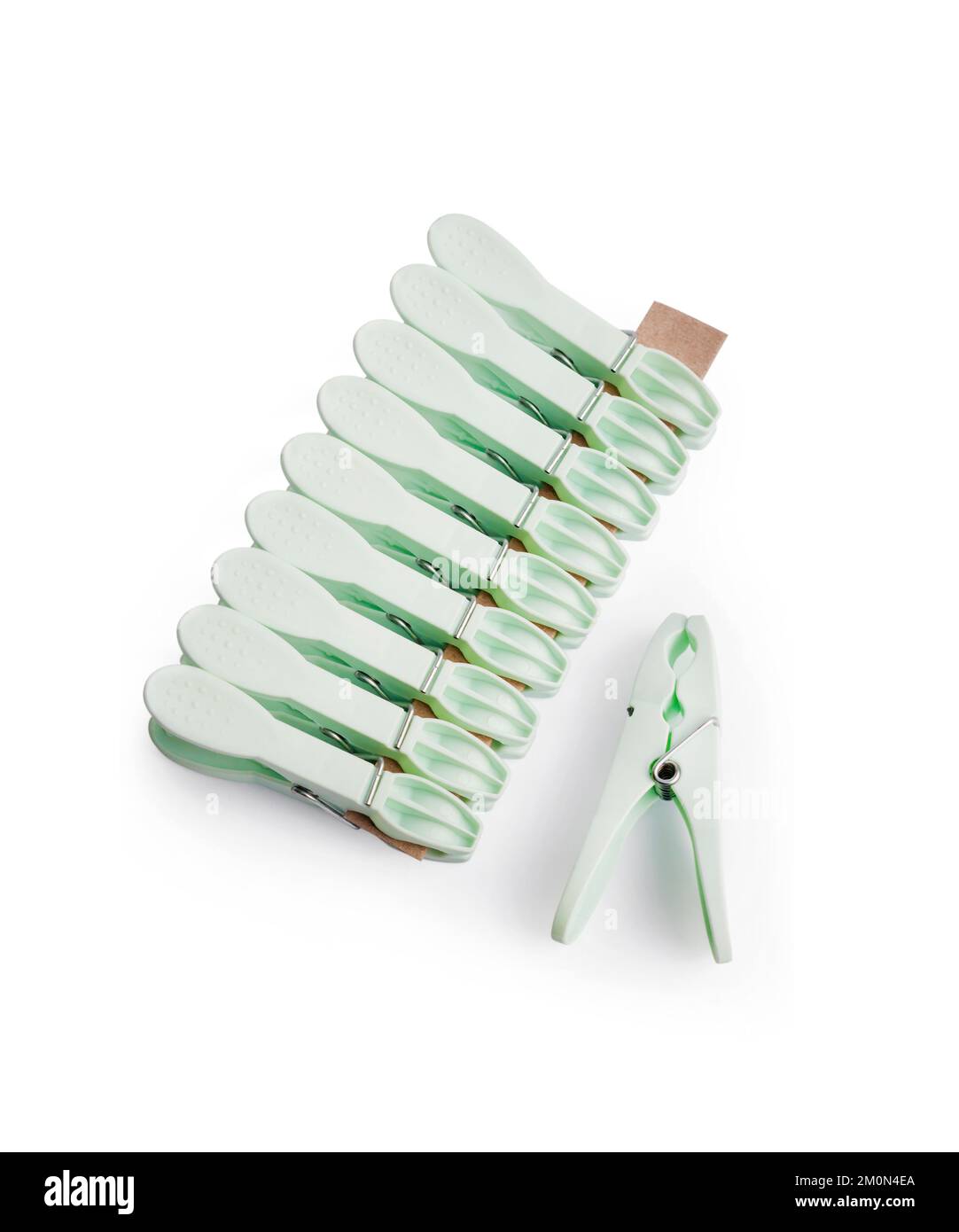 Set of ten clothespins isolated on white background with clipping path ...