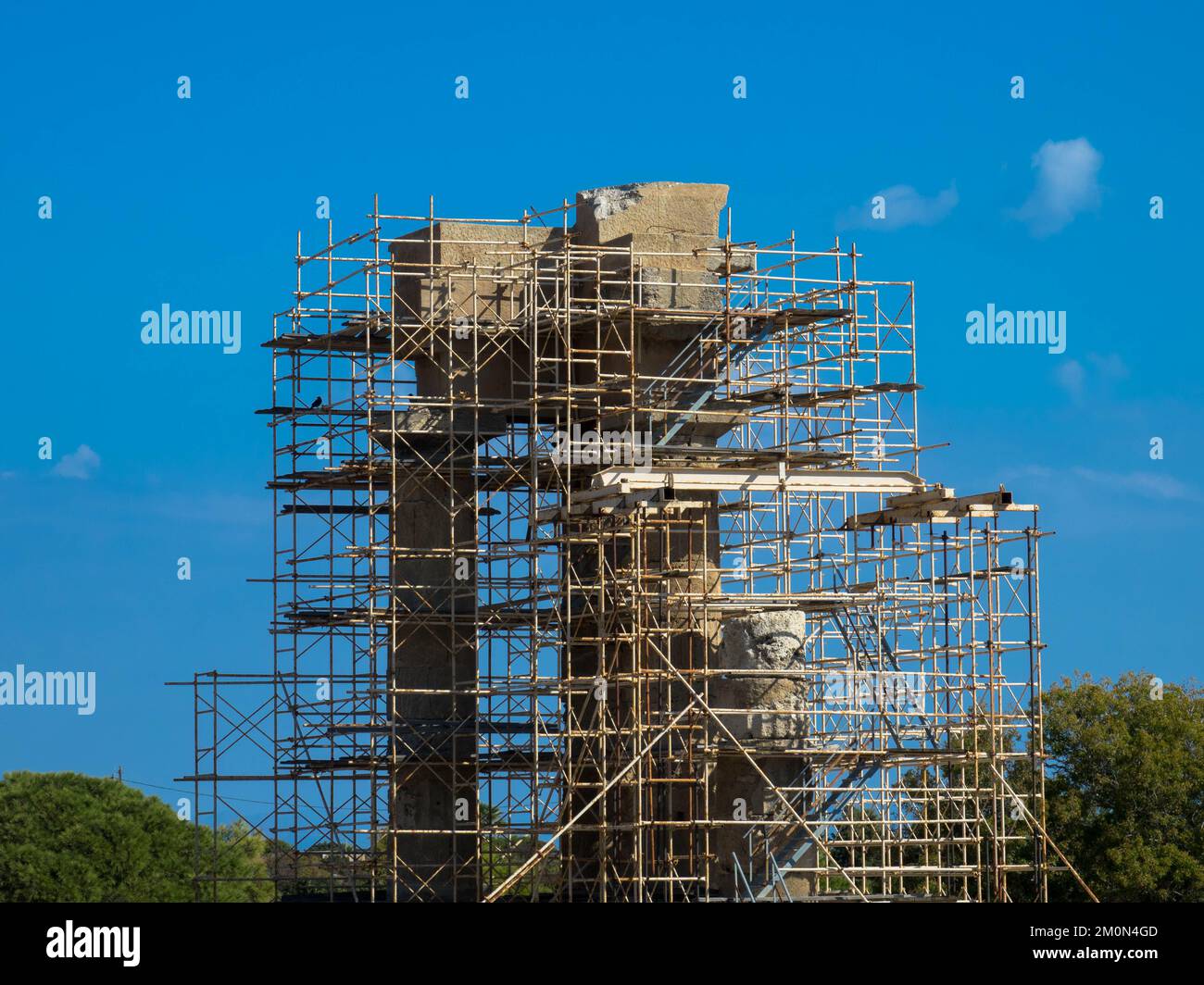 Monte Smith Acropolis of Rhodes. Part of the three-and-a-half column ...