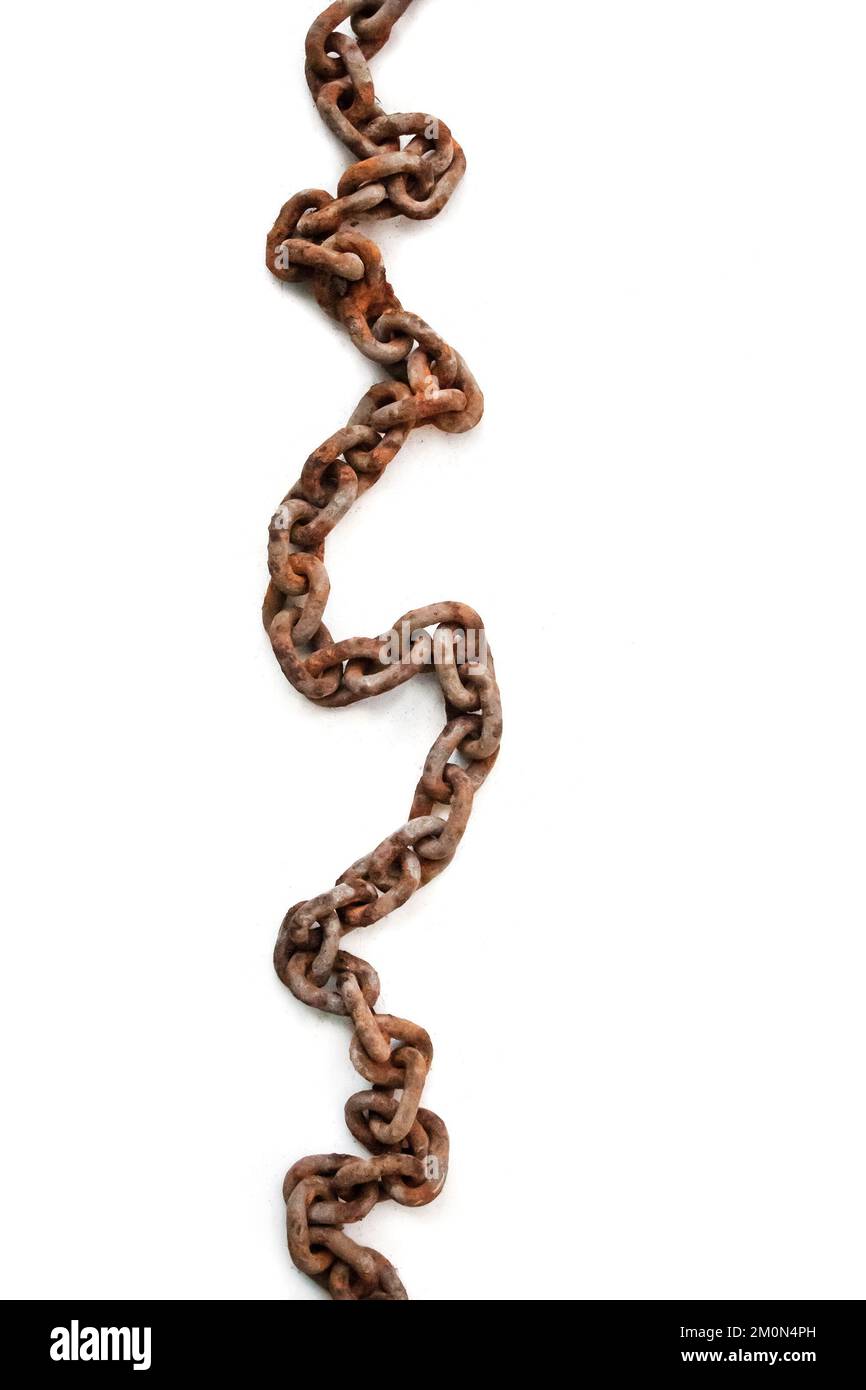 Large old rusty chain on white background Stock Photo - Alamy
