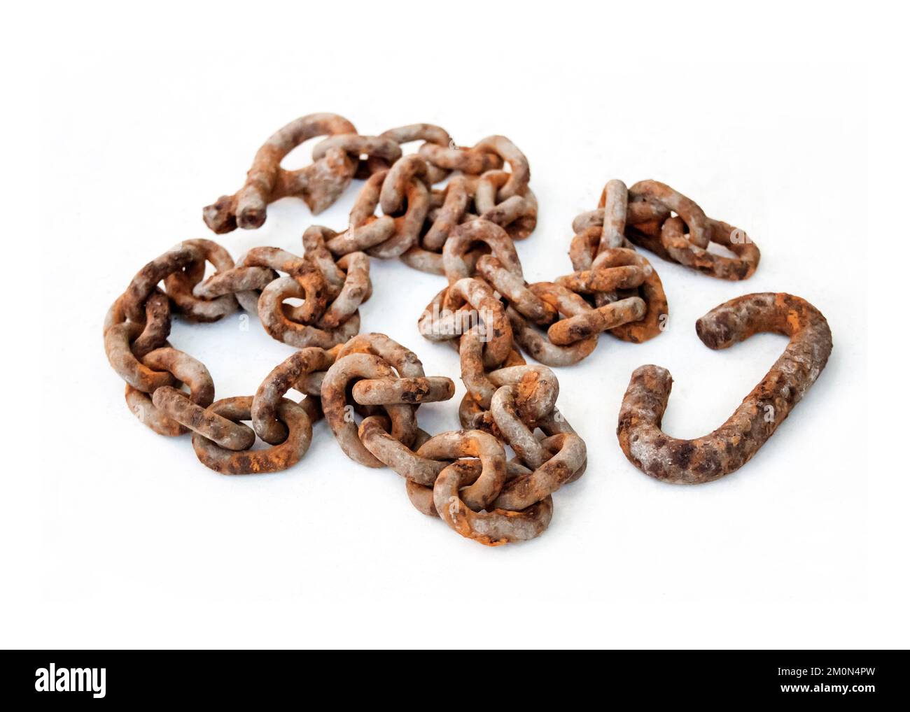 Large old rusty chain on white background Stock Photo - Alamy