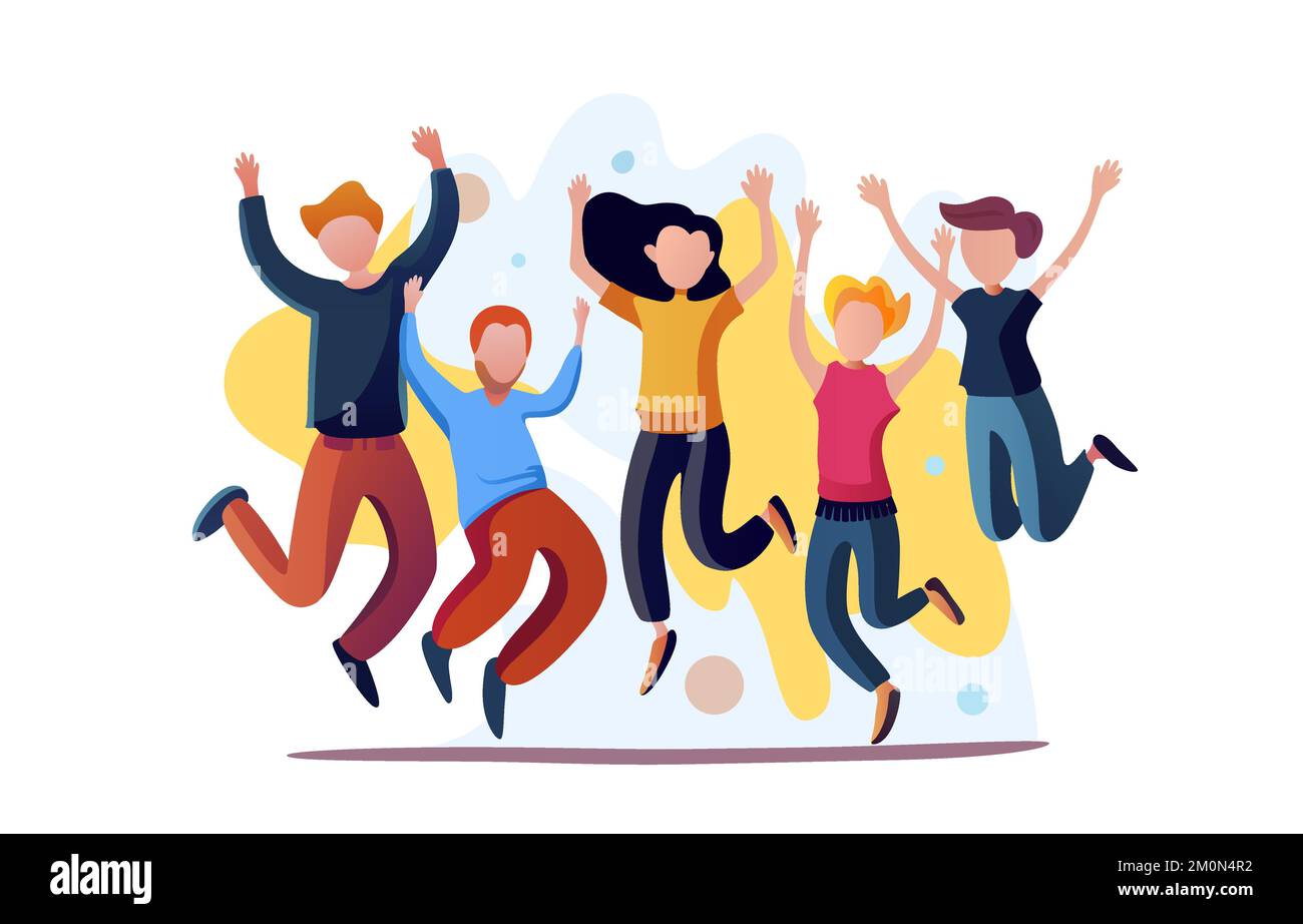 People rejoice in victory, working team of people celebrate. Vector illustration Stock Vector ...