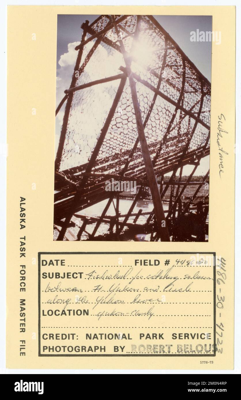 Fish wheel for catching salmon along the Yukon River between Circle and ...