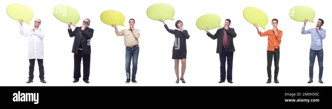 group of successful business people with comments Stock Photo - Alamy
