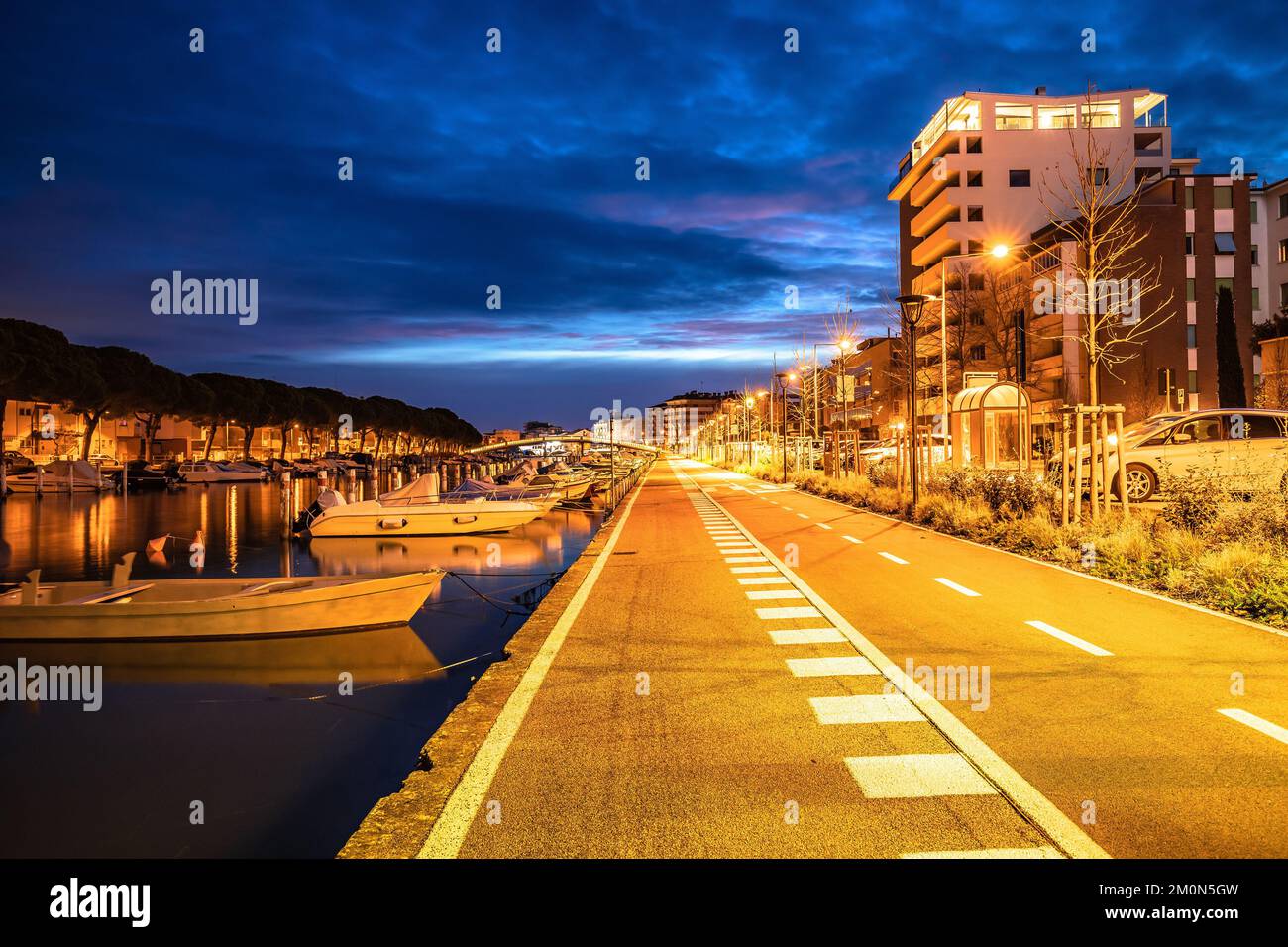 Town of Grado on Adriatic coast channel and architecture dawn view ...