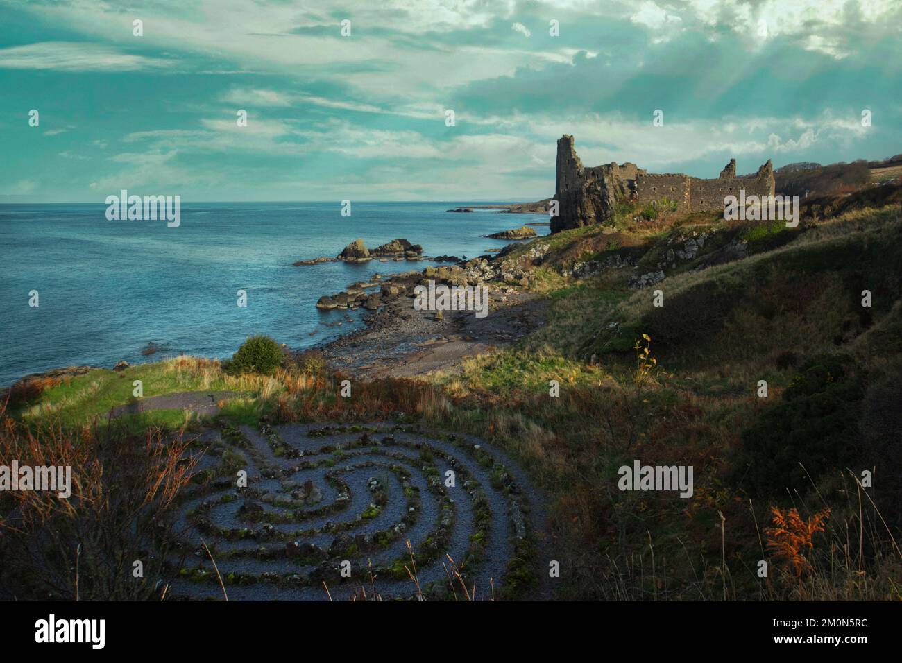 Dunure Castle on the coast of Ayrshire in Southern Scotland Stock Photo ...