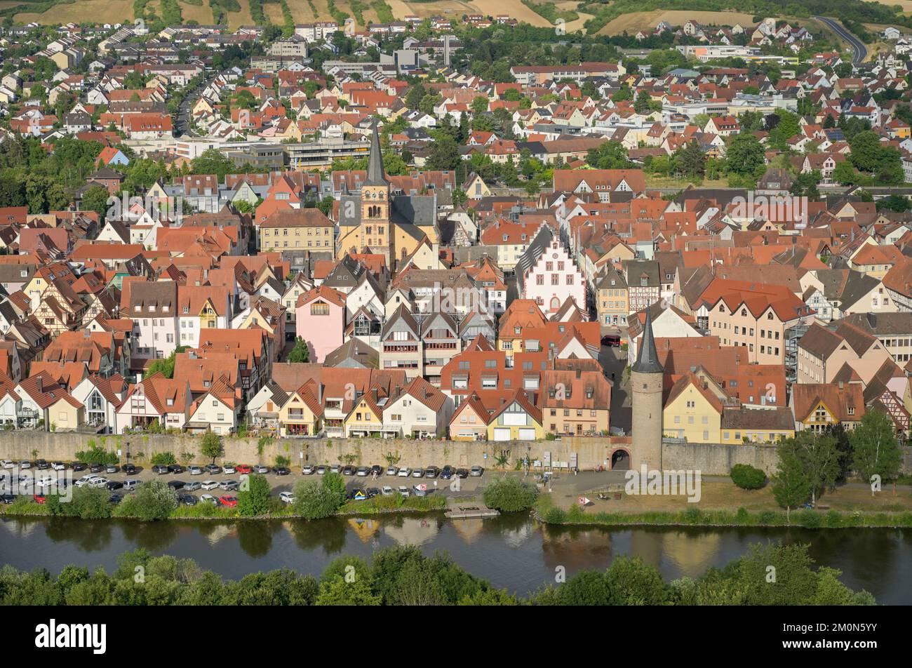 Main, Stadtpanorama Karlstadt, Bayern, Deutschland Stock Photo - Alamy