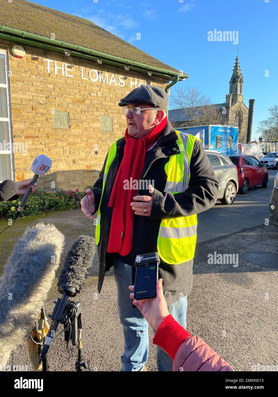 Terry Fox, leader of Sheffield City Council, speaking to media at Lomas ...
